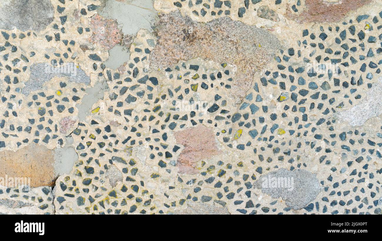 Section of the stone wall of the fortification. The texture of the ...