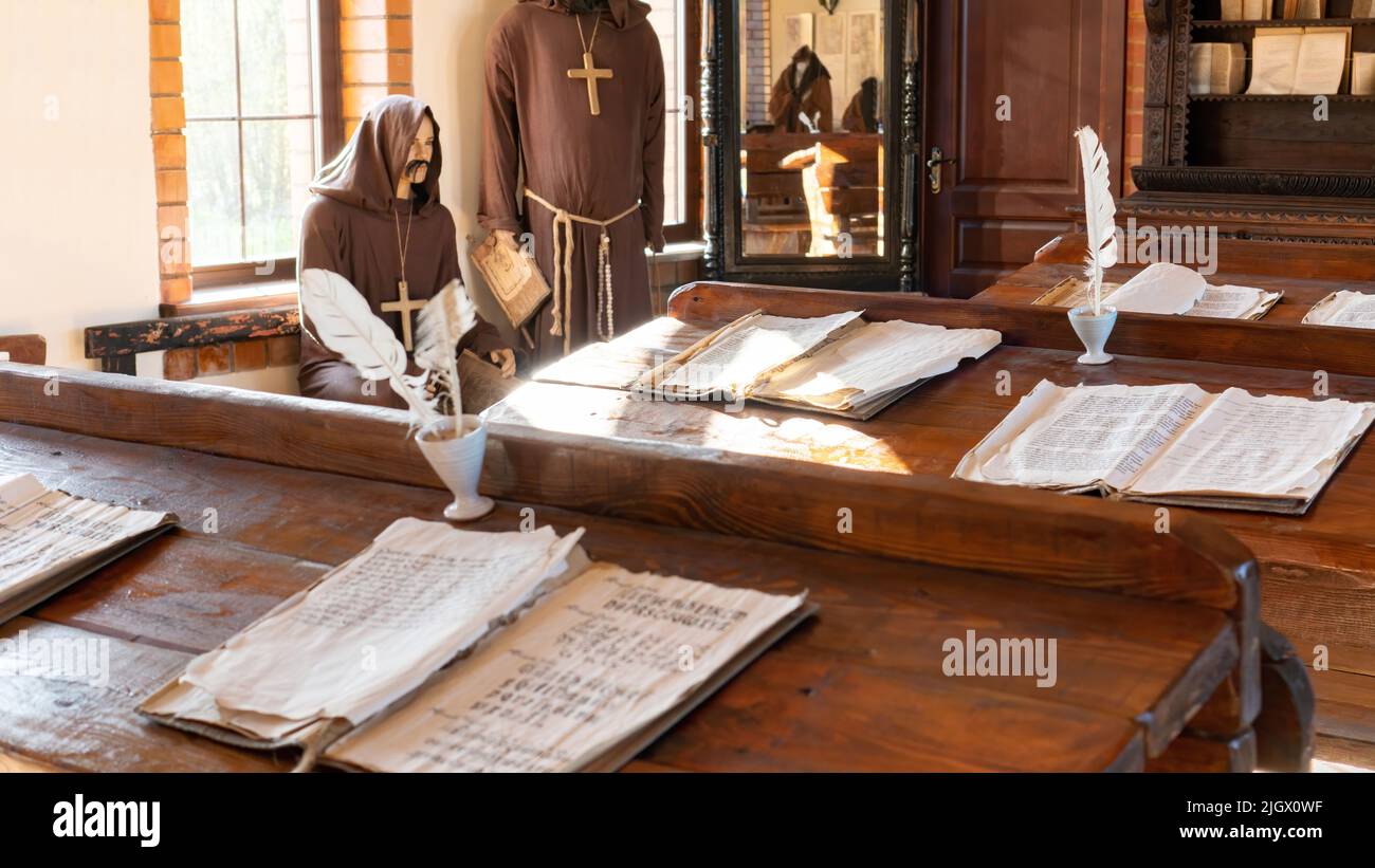 Education in the Middle Ages concept. Class in a medieval university ...