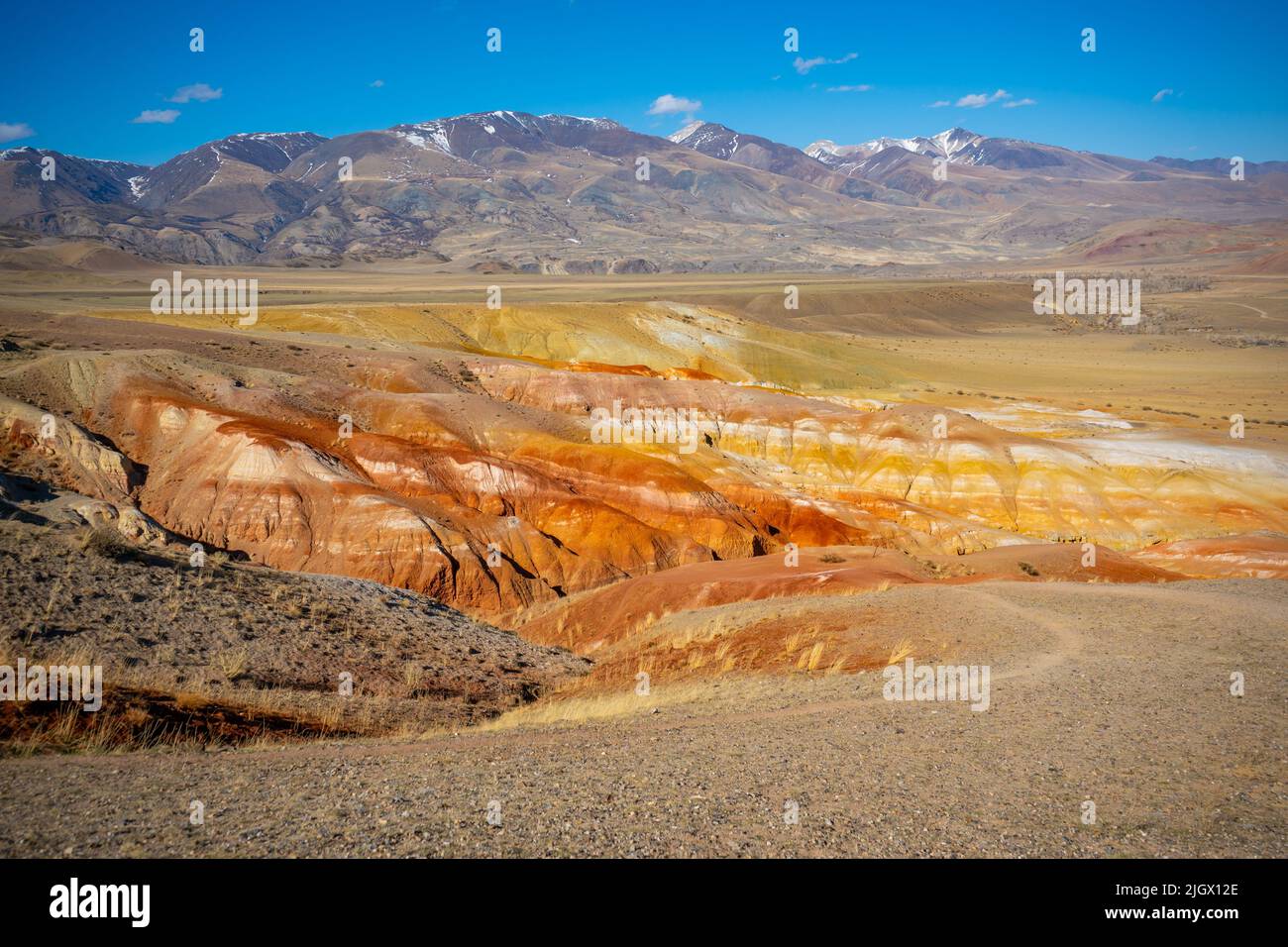Natural texture of sandstone in colorful Mars in Altai Mountains, place ...