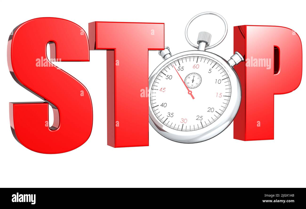 Stop word with stopwatch isolated, 3d rendering Stock Photo - Alamy