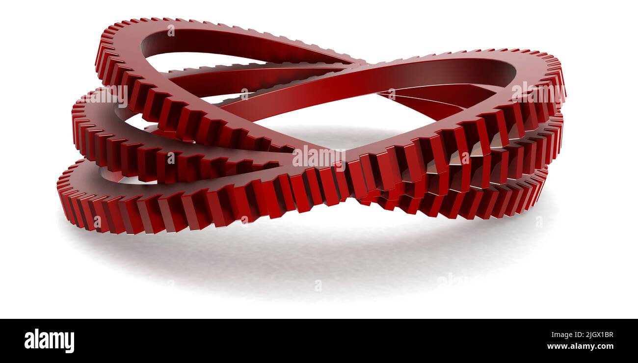 Three red gears isolated on white background, 3d rendering Stock Photo ...