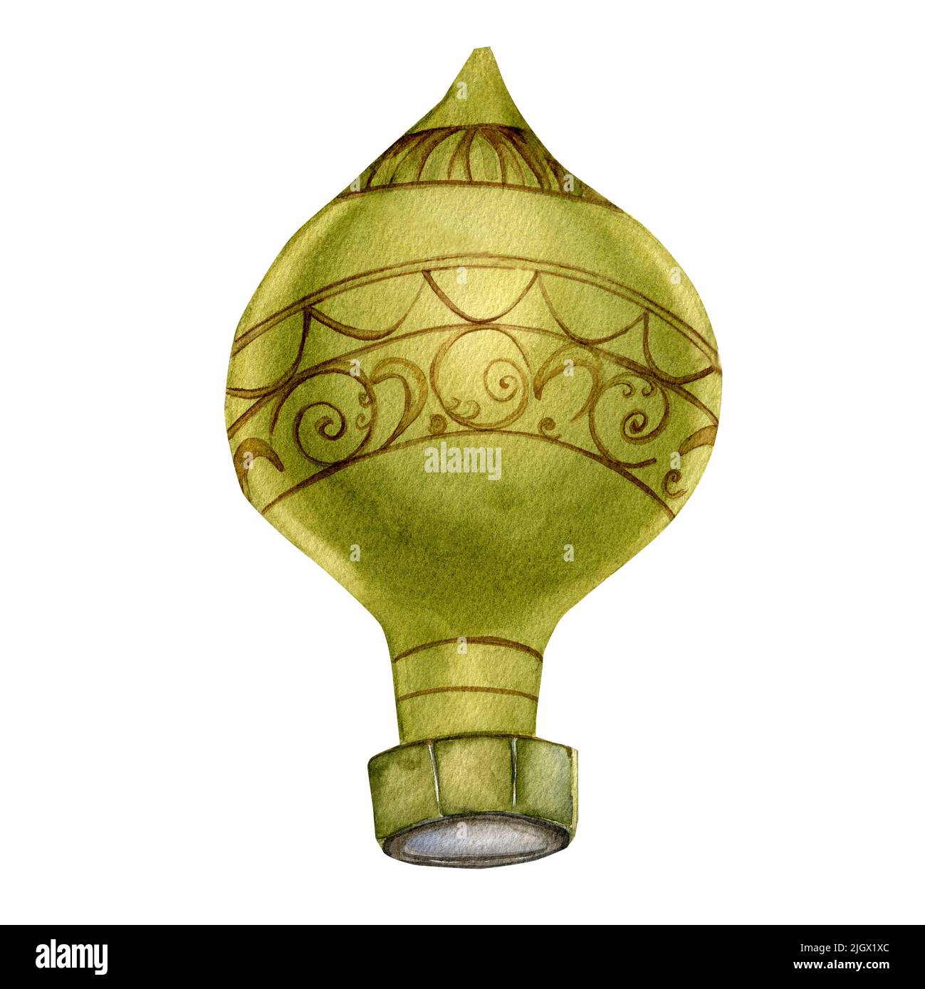 First hot air balloon vintage style watercolor illustration isolated ...