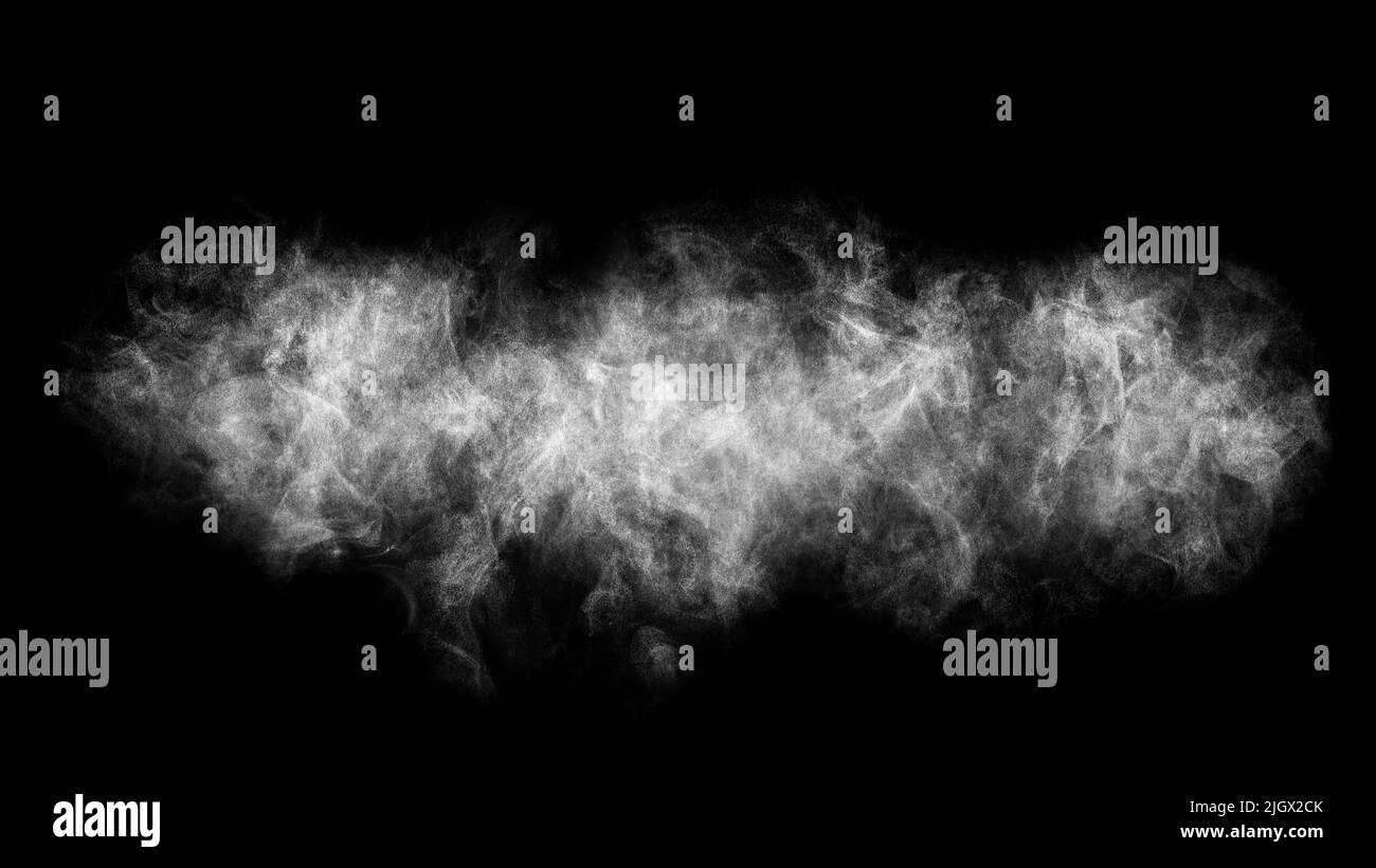 Very small drops of steam in chaotic motion on a black background Stock ...