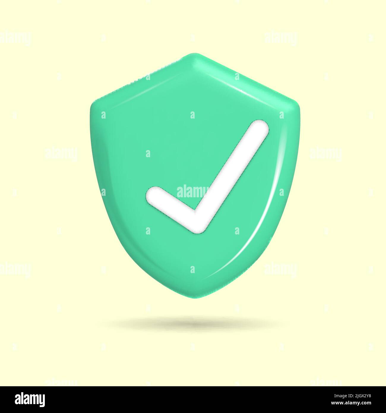 Protection shield icon. White checkmark on green shield symbol. Concept ...