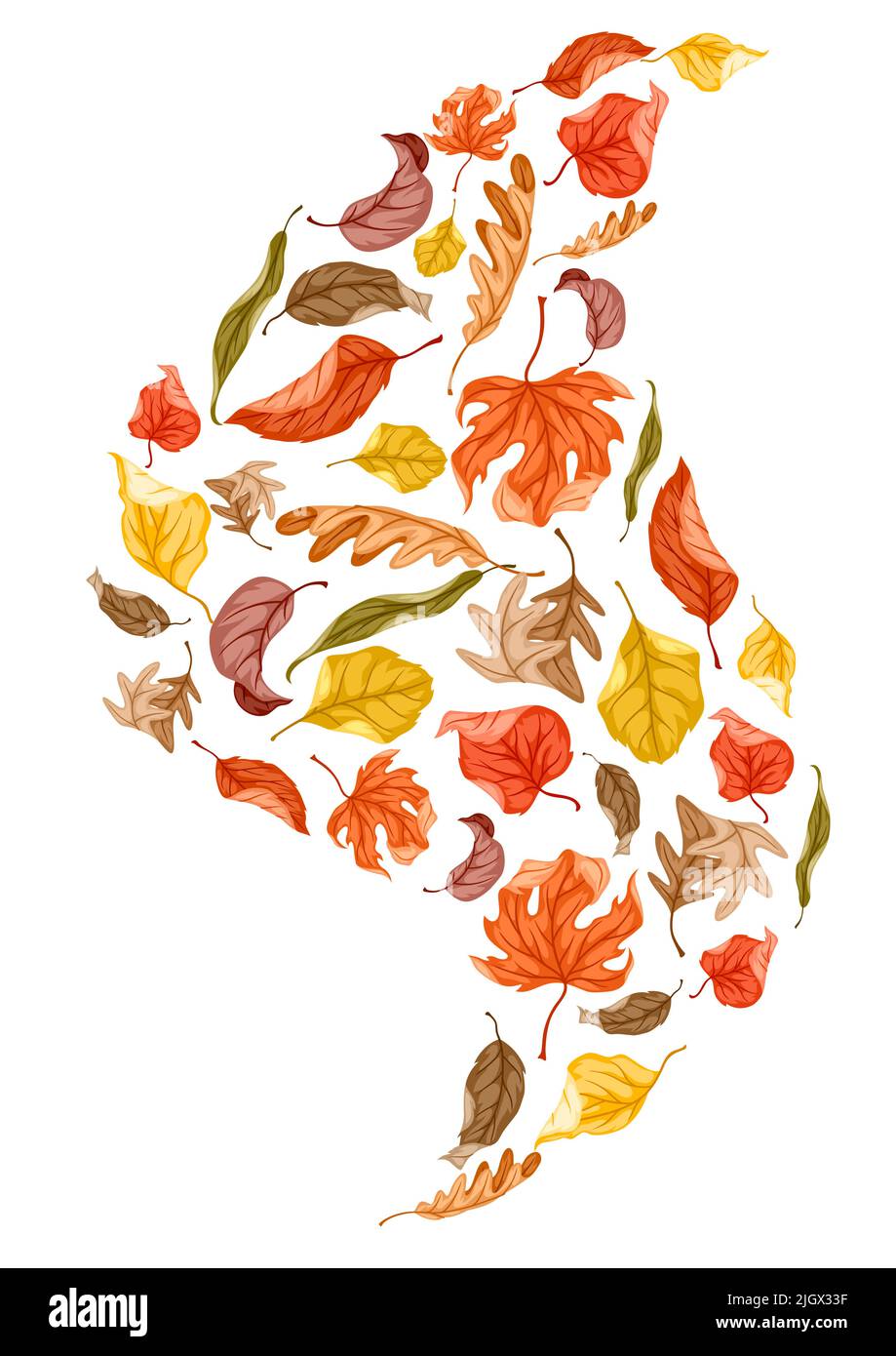 Background with autumn foliage. Illustration of falling leaves Stock ...