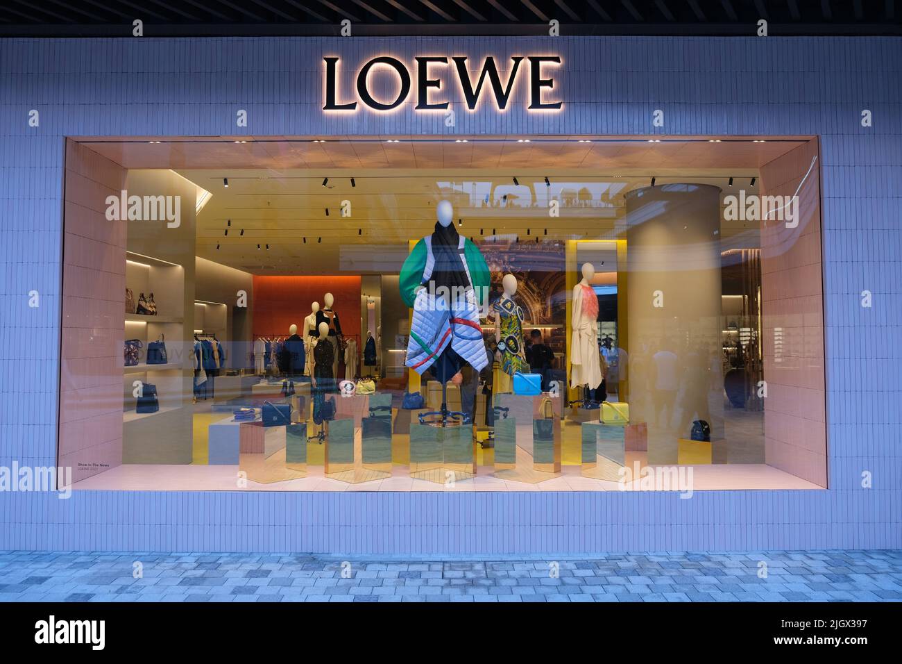 Shanghai.China-Oct.10th 2021: LOEWE store window display. A Spanish ...