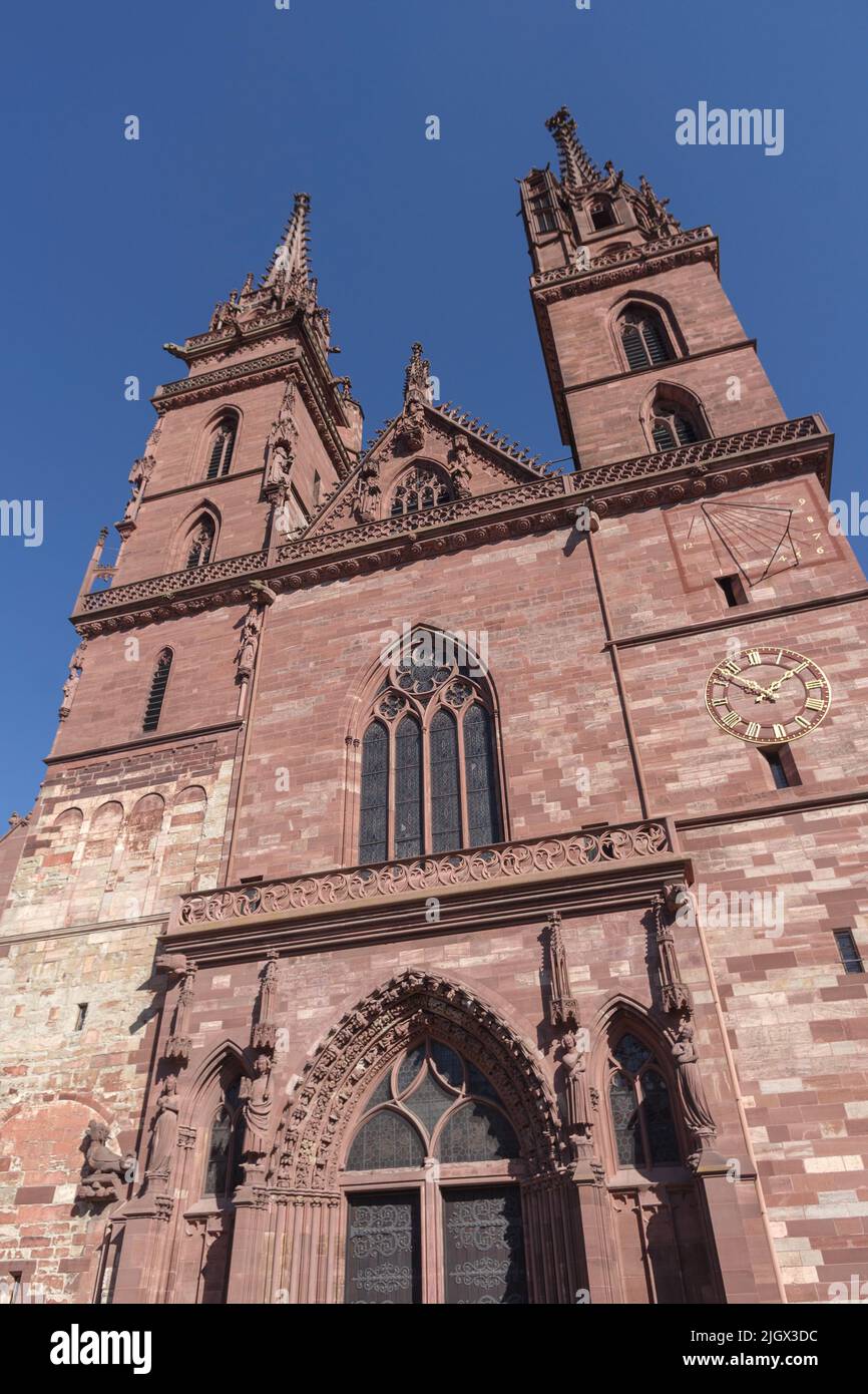 Basel Minster. The church is one of the main landmarks and tourist ...