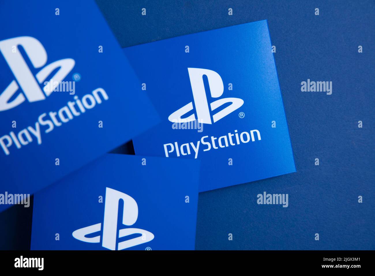 LONDON, UK - July 2022: Sony playstation logo against a blue background ...