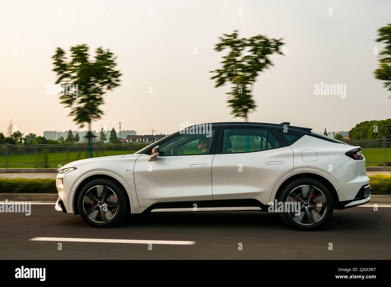 The Chinese Ford Evos crossover seen being driven on a test drive in ...