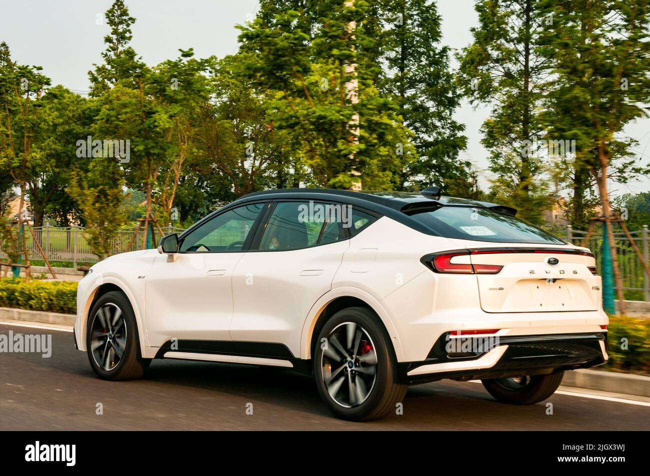 The Chinese Ford Evos crossover seen being driven on a test drive in ...