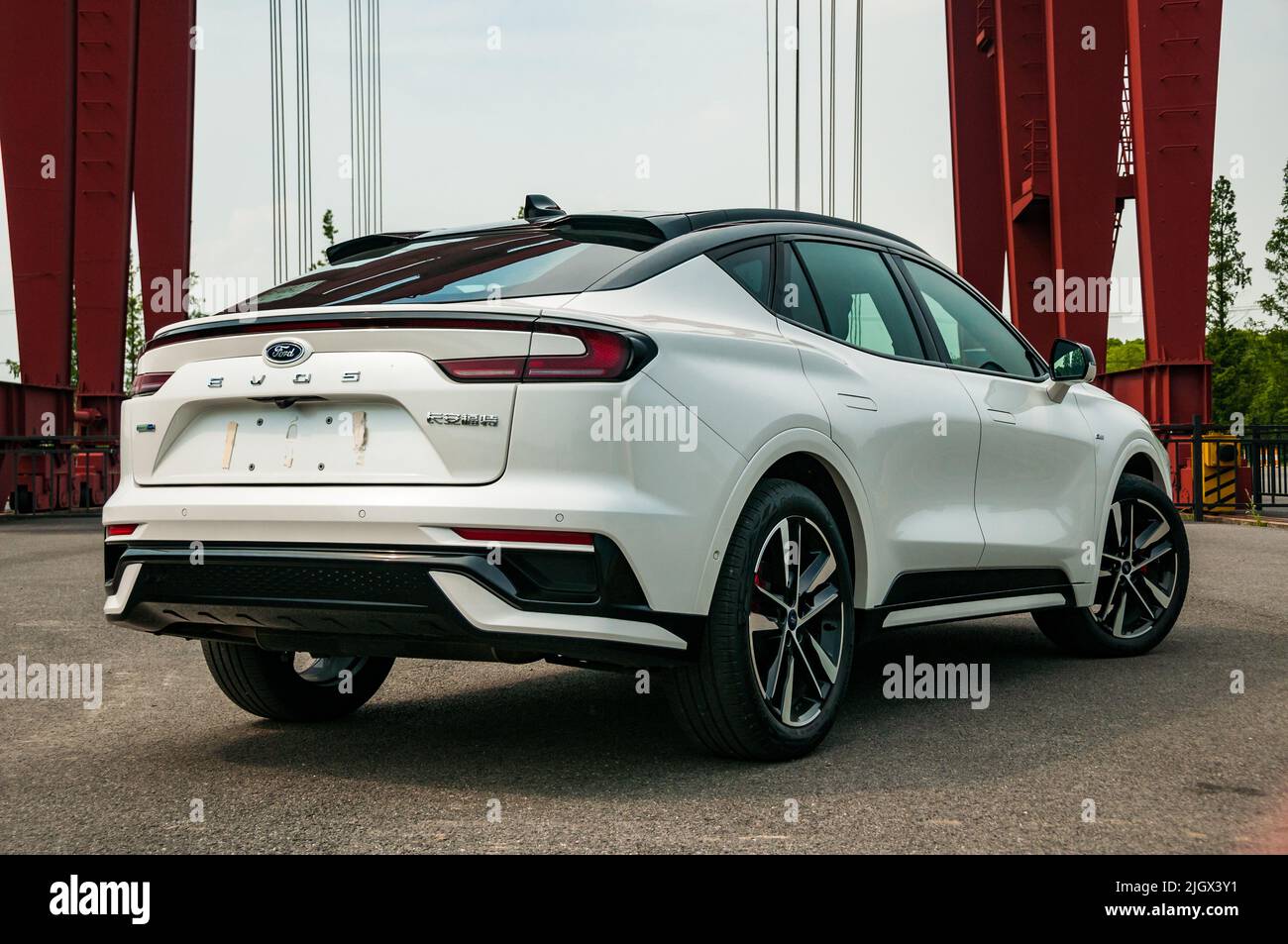 The Chinese Ford Evos seen stationary on a test drive in Shanghai ...