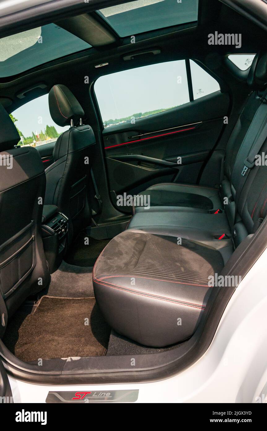 The rear seats of the Chinese Ford Evos crossover car and taken on a ...