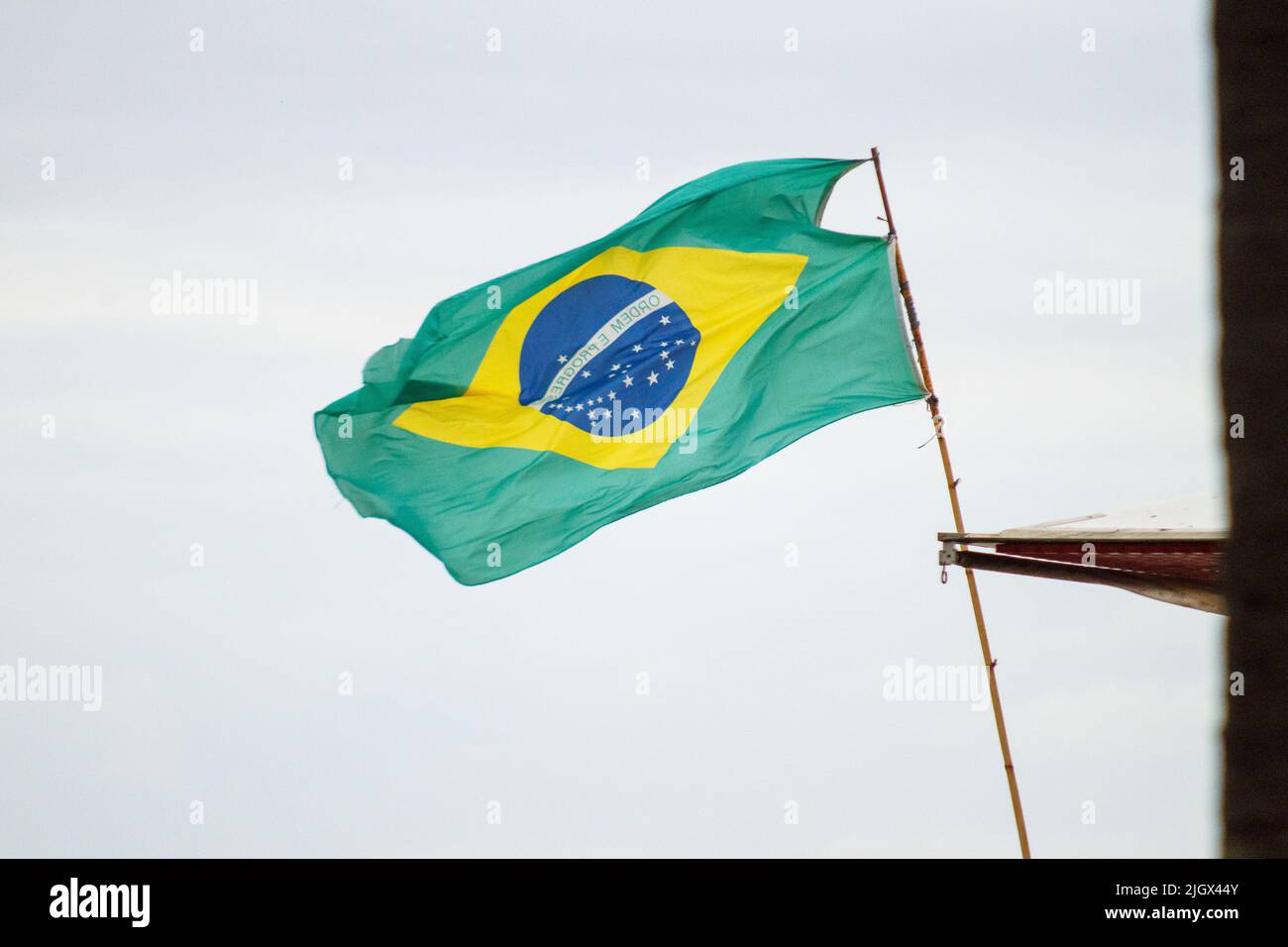 Brazilian flag outdoors in Rio de Janeiro Stock Photo - Alamy