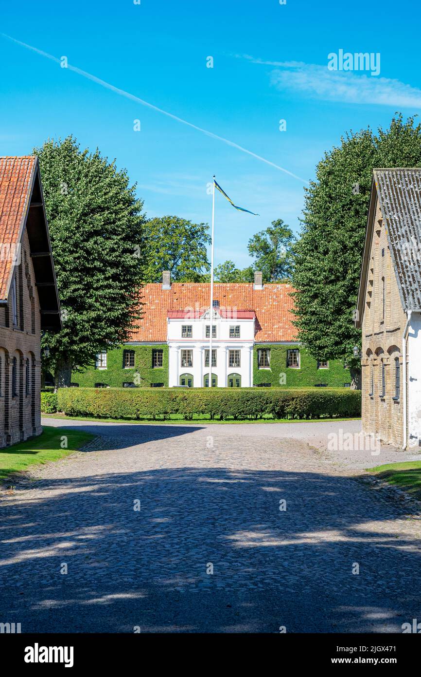 A vertical shot of a mansion house in Betalberga, Scania, Sweden Stock ...