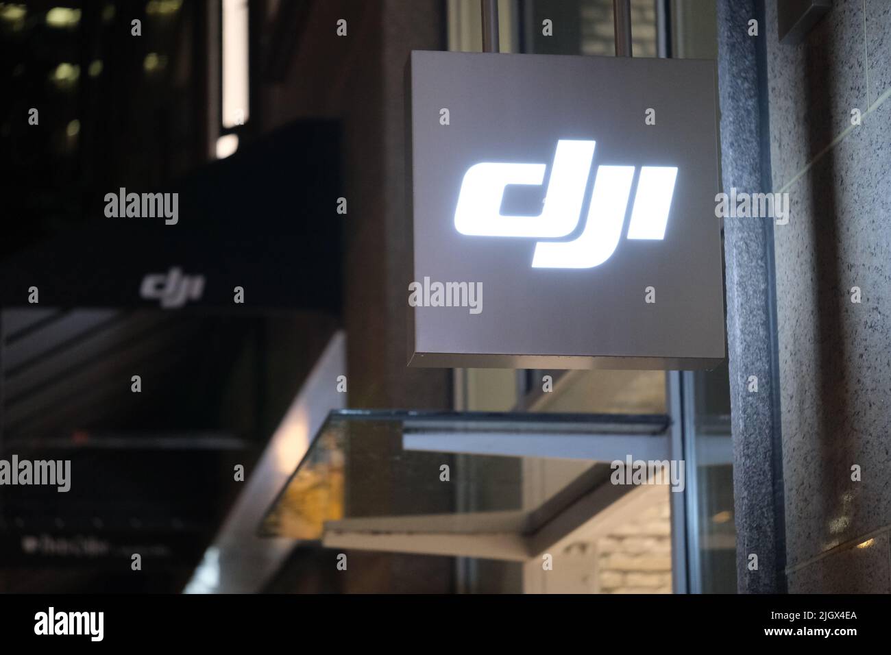 Shanghai,China-Feb. 19th 2022: close up DJI store sign. Chinese aerial ...