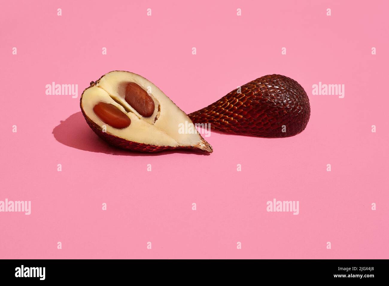 Close up high quality image of cutted salacca halves, fruit composition ...