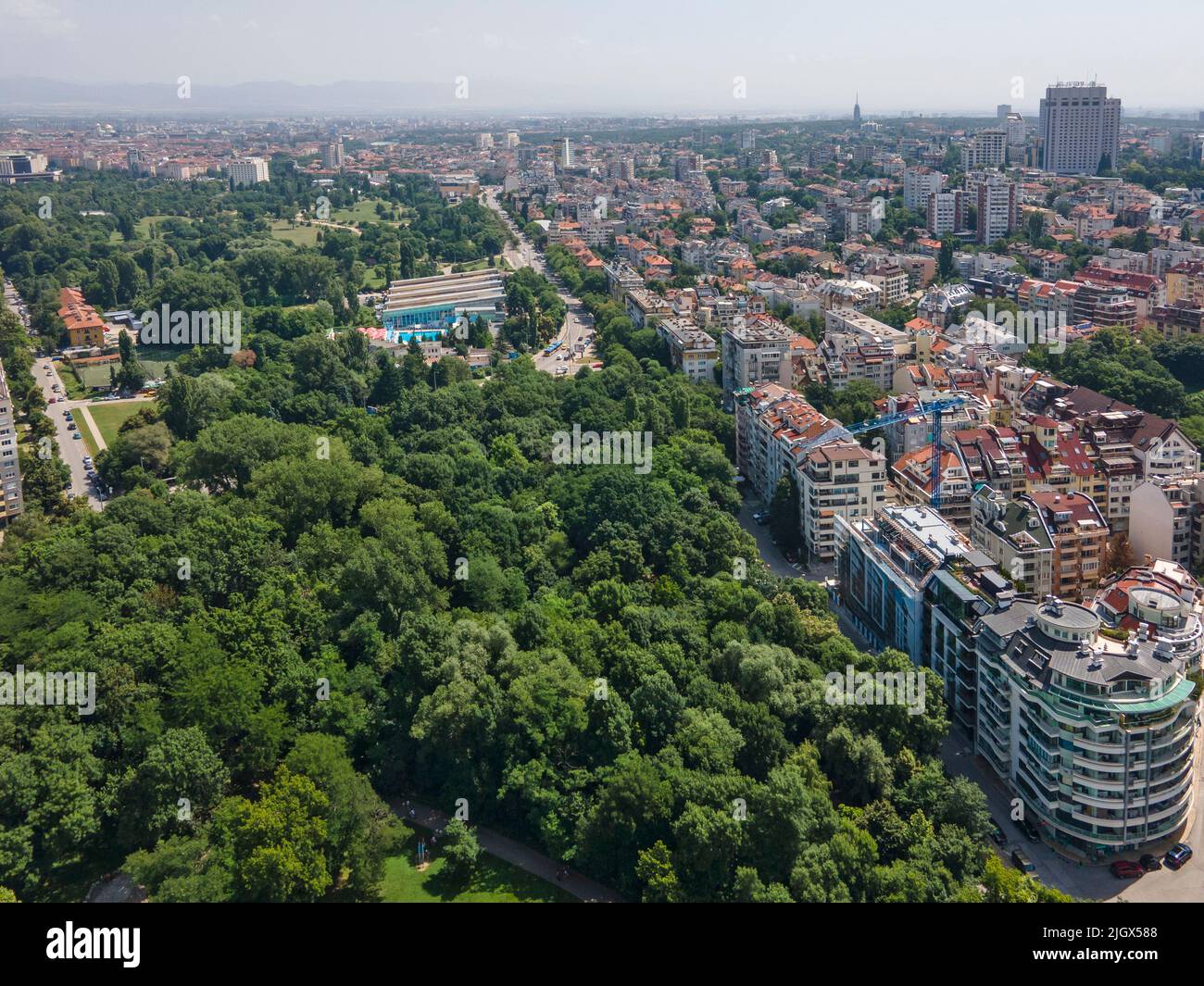 Amazing Aerial view of South Park in city of Sofia, Bulgaria Stock ...
