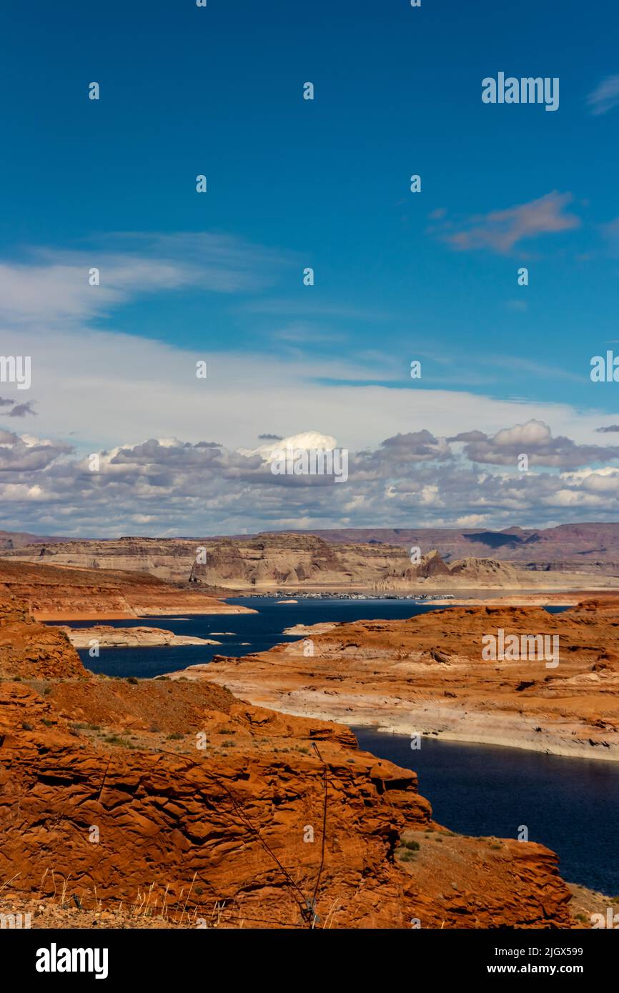 The Colorado river cuts through the rugged desert landscape of ...