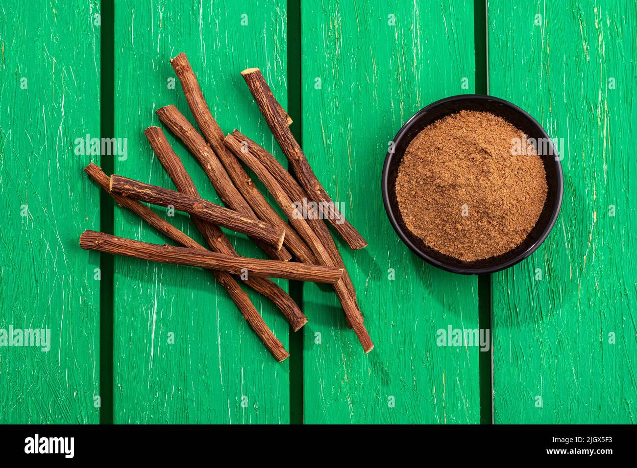 Glycyrrhiza glabra - Ground stems of organic licorice Stock Photo - Alamy