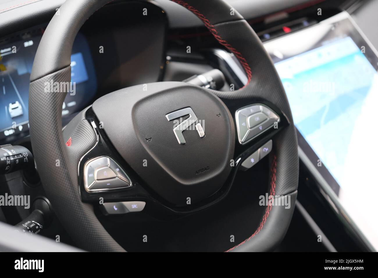 Shanghai.China-Feb.8th 2022: R Auto EV interior and brand logo on ...
