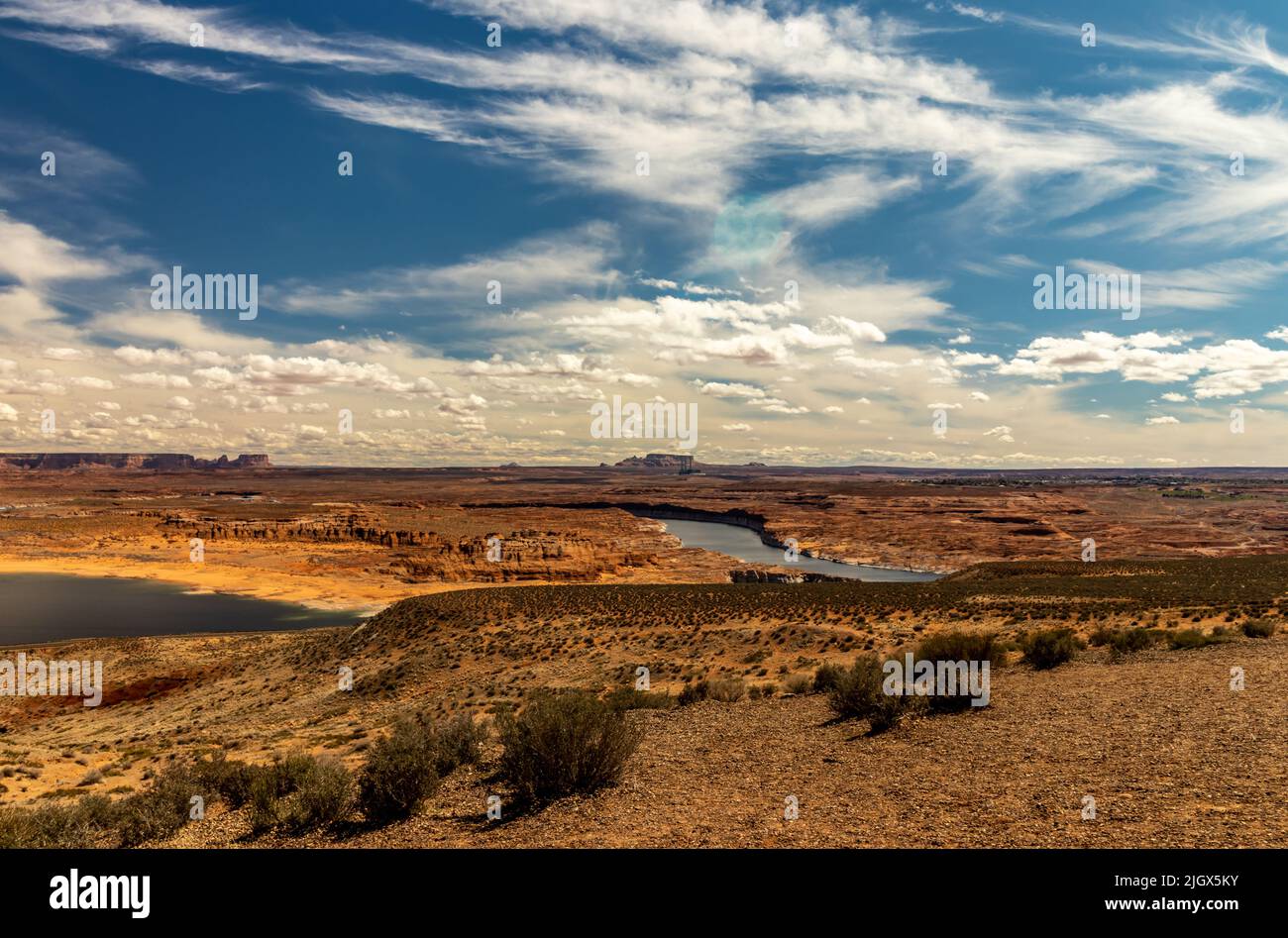 The Colorado river, branches after the Glenn Canyon dam, Wahweap ...