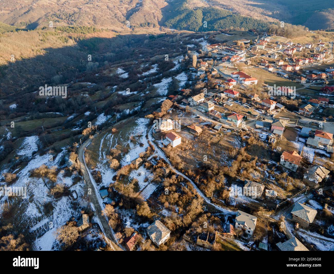 Aerial view of Village of Dolen with Authentic nineteenth century ...