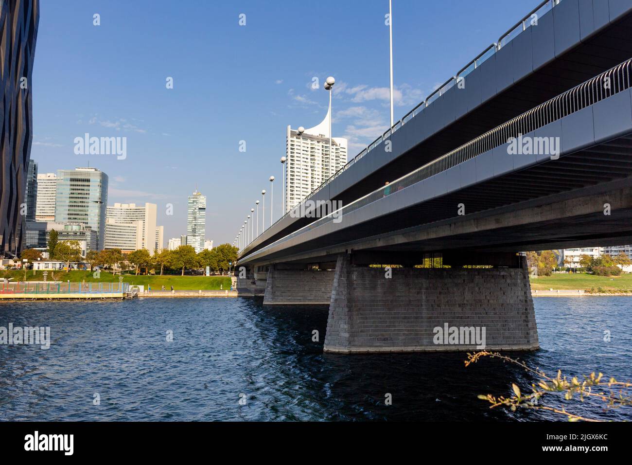 VIENNA, AUSTRIA - October 11, 2018: Reichsbrücke (Imperial Bridge) over ...