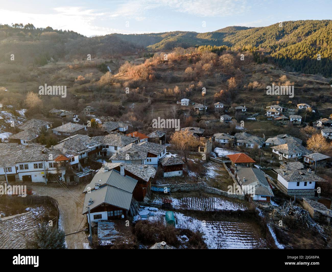 Aerial view of Village of Dolen with Authentic nineteenth century ...
