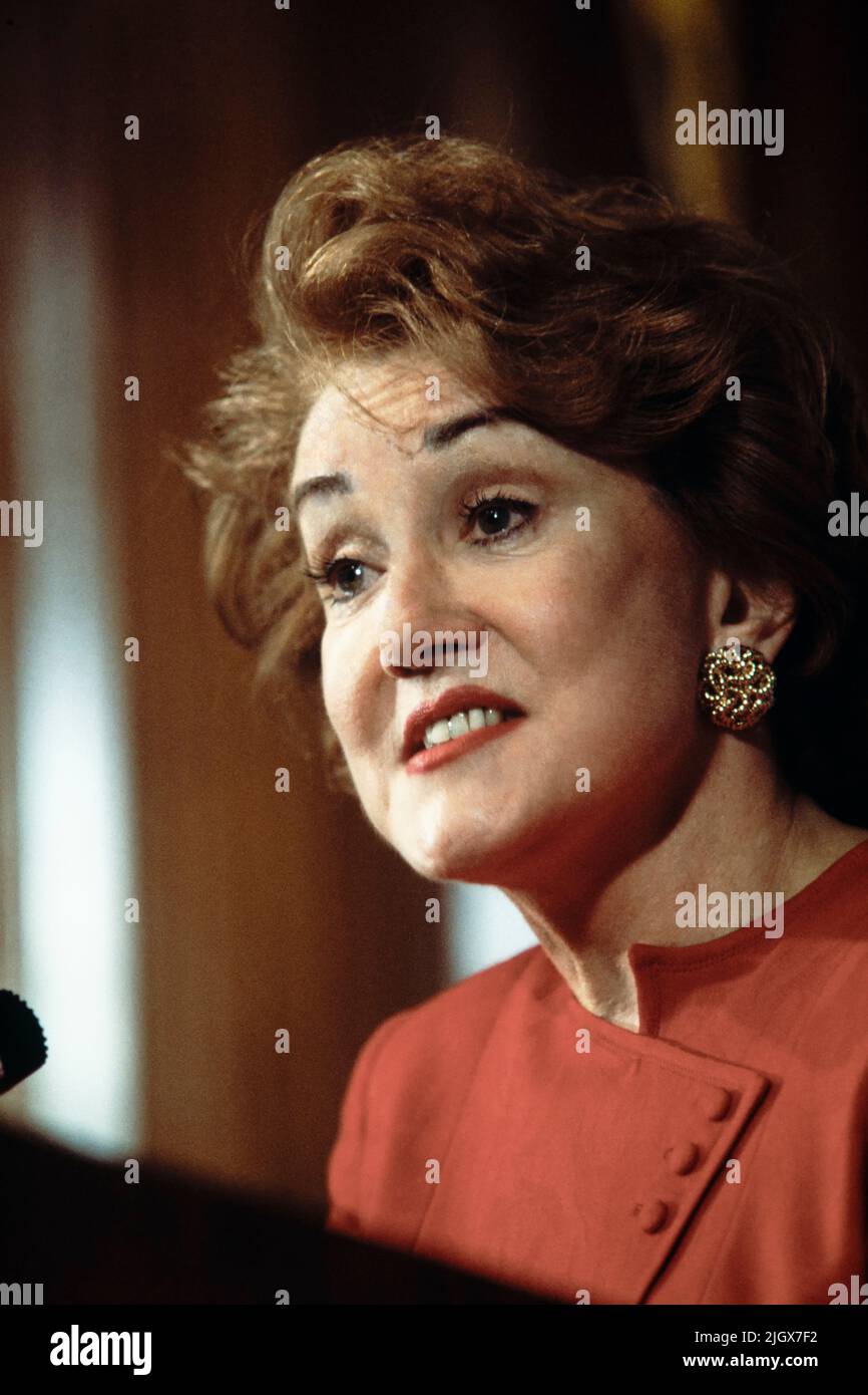 Elizabeth Dole, president of the American Red Cross, delivers remarks ...