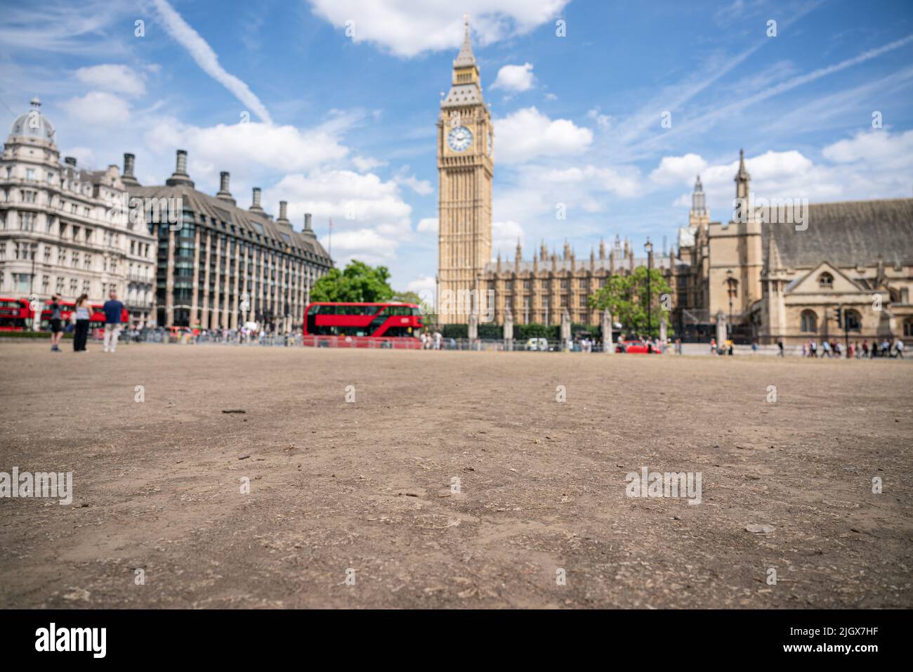 General view of the dried-up ground in Parliament Square, in ...