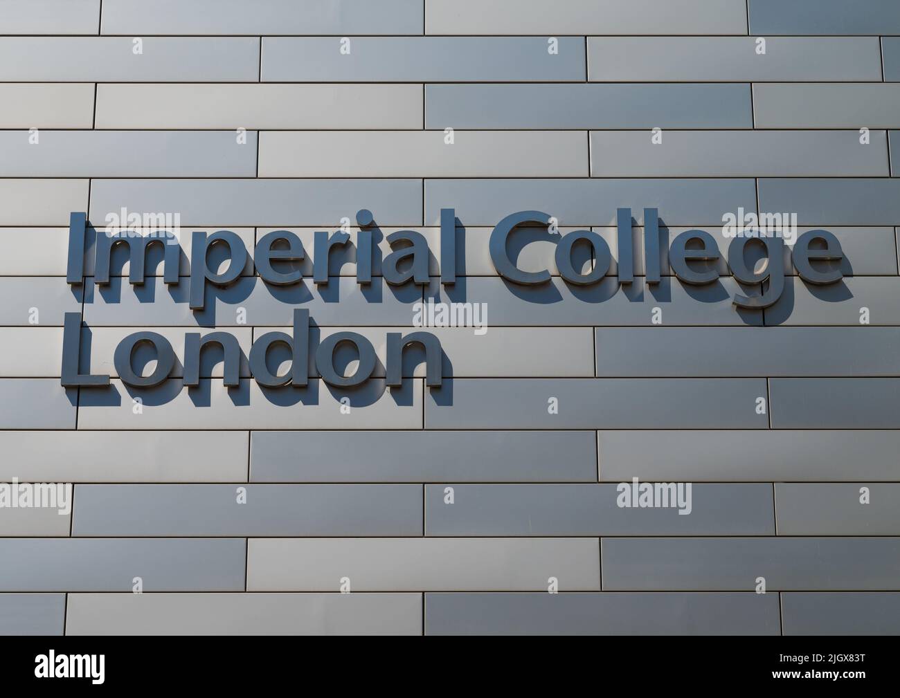 Name of Imperial College London mounted on the main facade of the ...