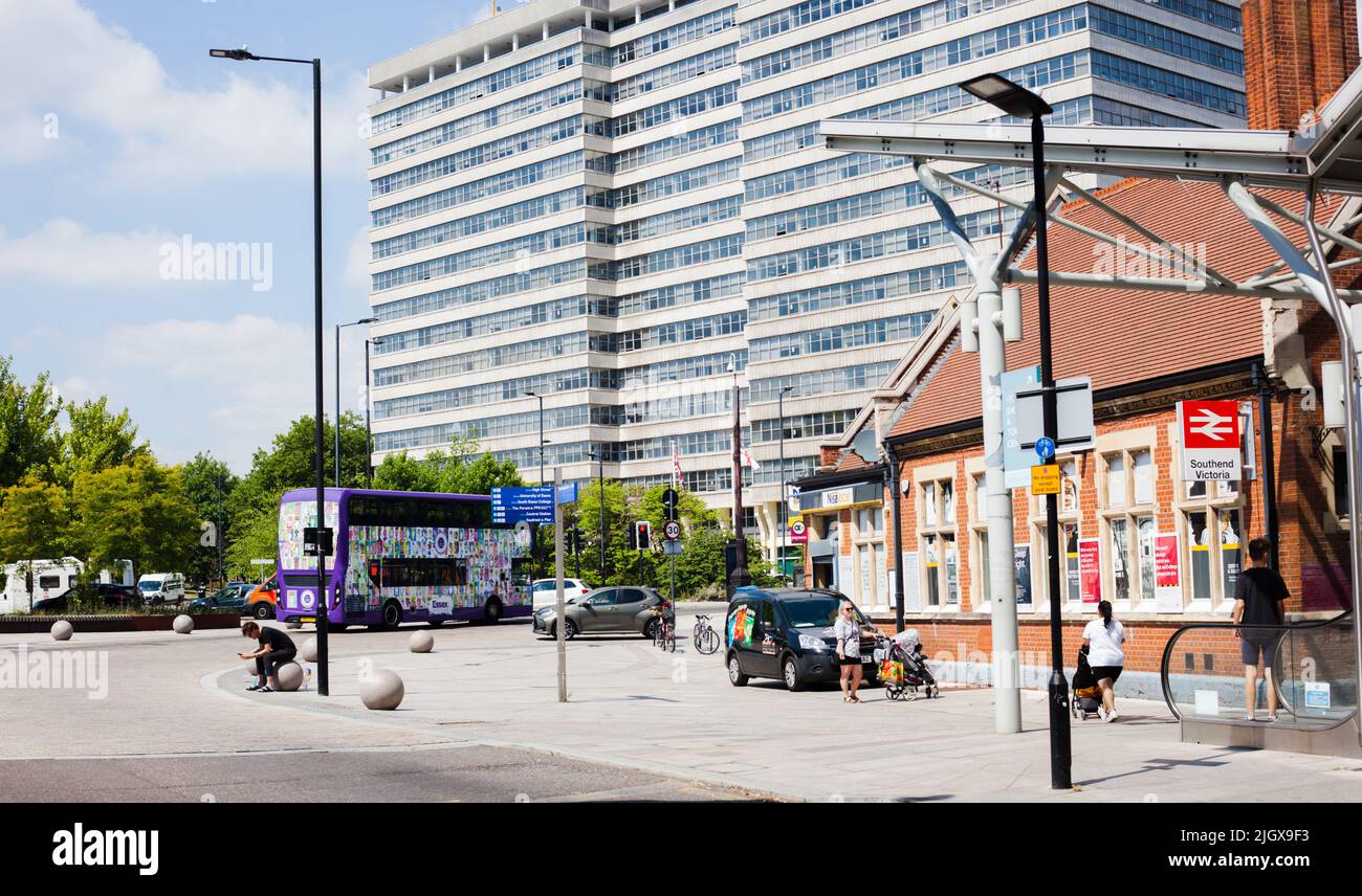 Southend Victoria, Street view, Essex, Britain, 2022. View from outside ...