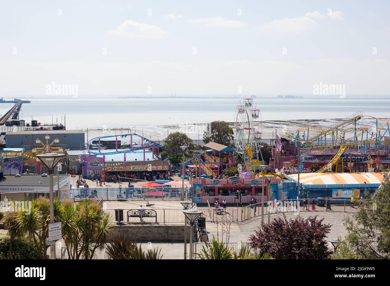 High-angle view of Adventure Island theme park and rides , Southend-on ...