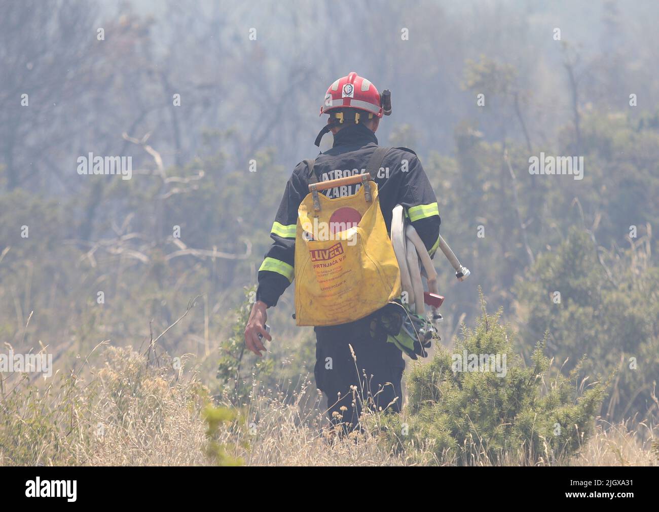 Fire in an open area near the Velika Mrdakovica archaeological site in ...