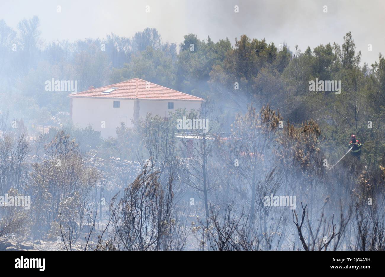 Fire in an open area near the Velika Mrdakovica archaeological site in ...