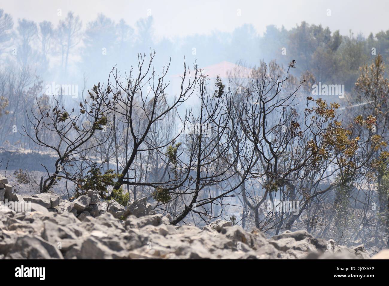 Fire in an open area near the Velika Mrdakovica archaeological site in ...