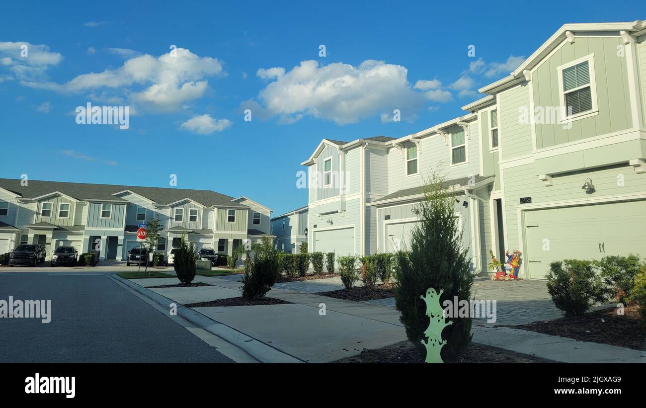 Nice and comfortable neighborhood. suburban homes on street on ...