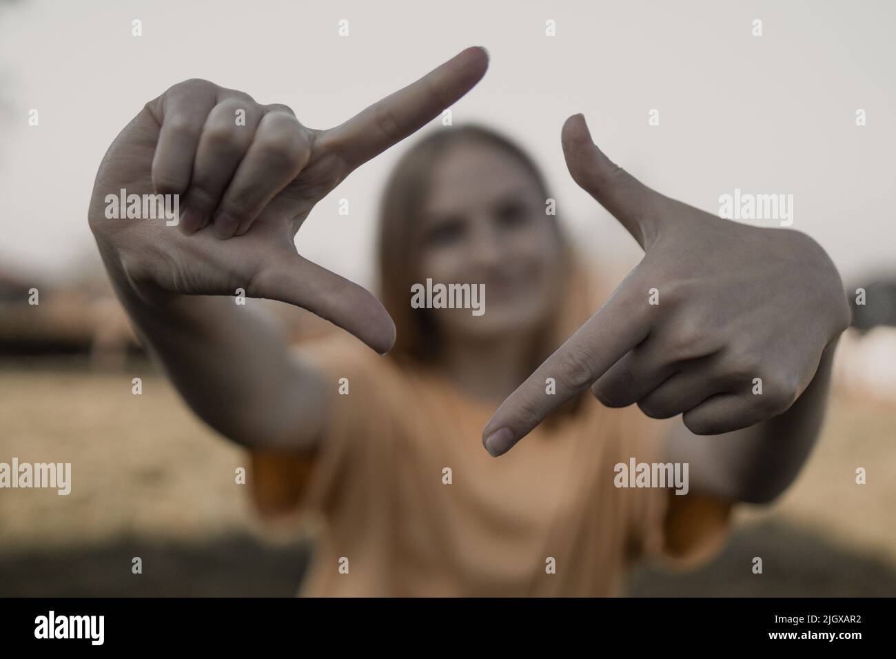 New year planning and vision concept. Close up of woman hands making ...