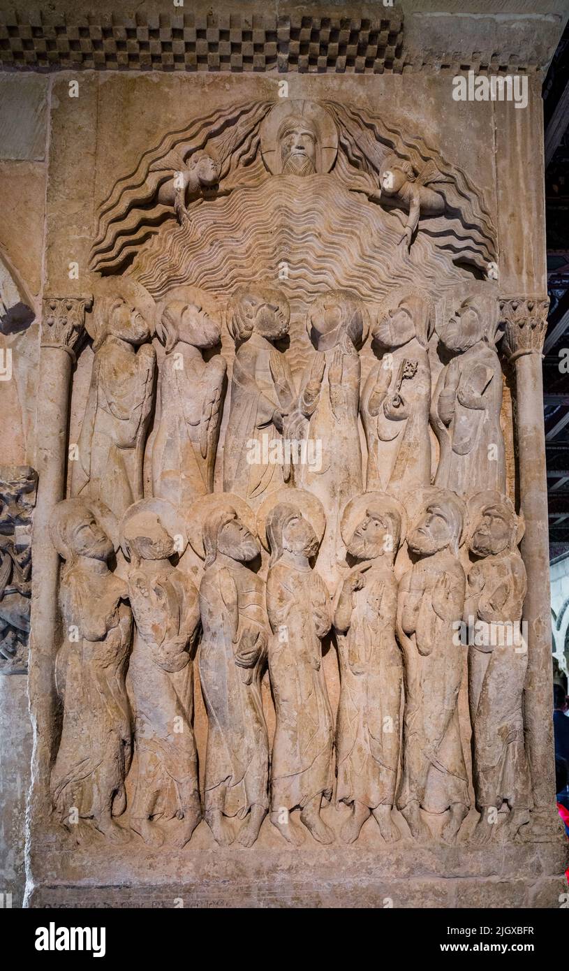 Romanesque cloister in Abbey of Santo Domingo de Silos, Castile and ...