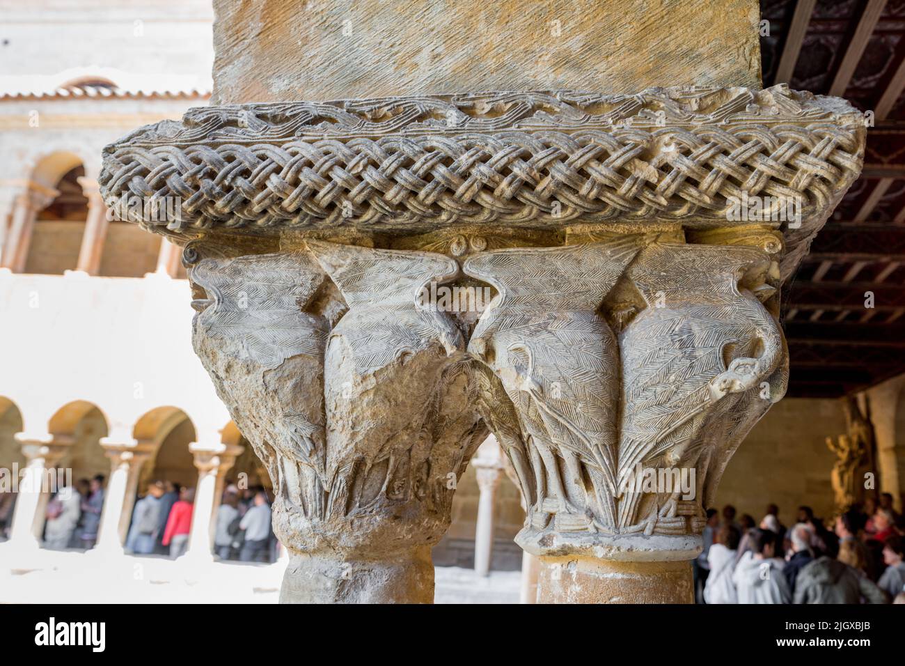 Romanesque cloister in Abbey of Santo Domingo de Silos, Castile and ...