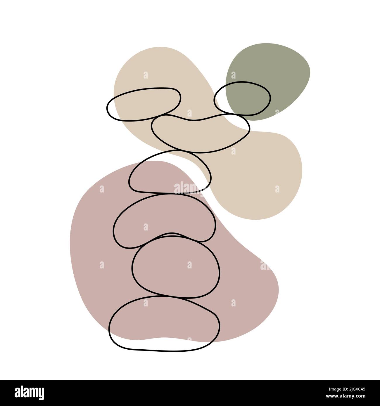 Zen stone in simple abstract doodle style vector illustration with ...