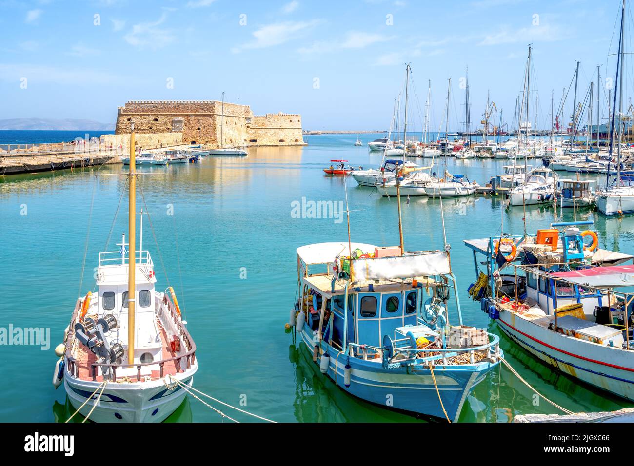 Harbour of Heraklion, Island Creta, Greece Stock Photo - Alamy