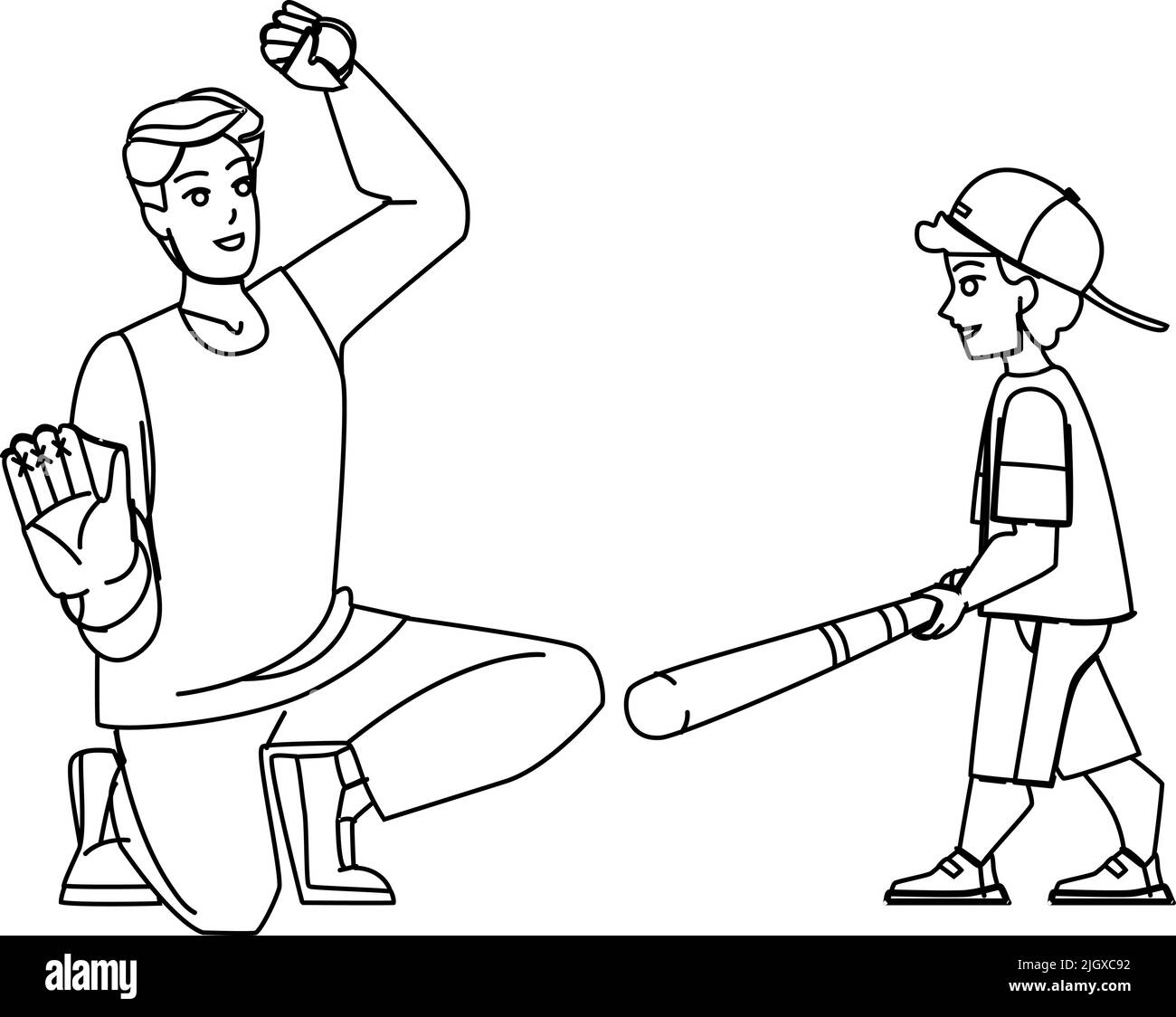 father son baseball vector Stock Vector Image & Art - Alamy