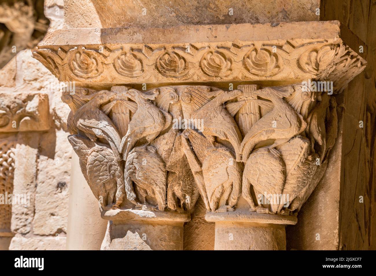 Romanesque cloister in Abbey of Santo Domingo de Silos, Castile and ...