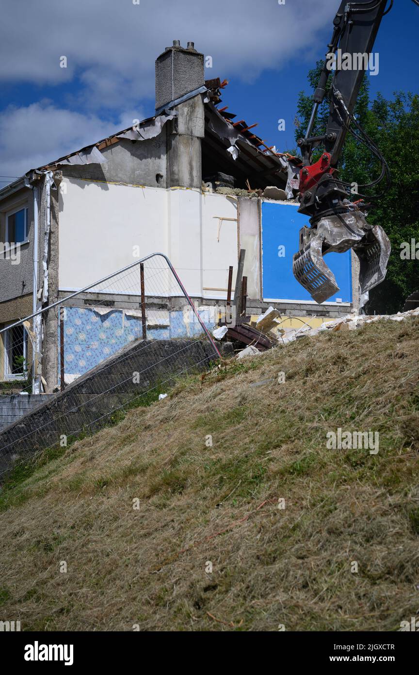 Property Demolition. A row of houses in united kingdom being demolished ...