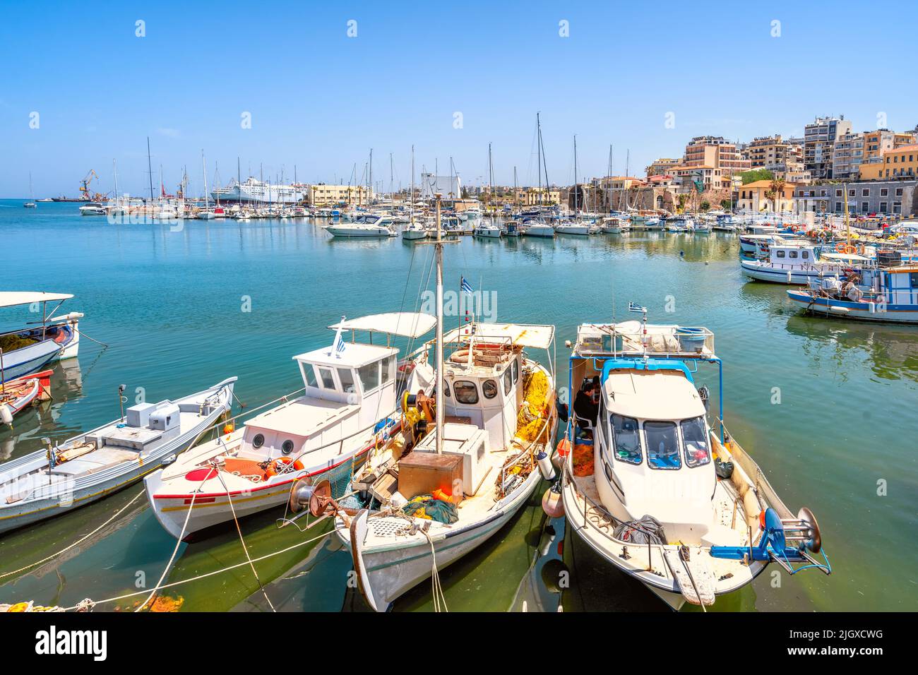 Harbour of Heraklion, Island Creta, Greece Stock Photo - Alamy