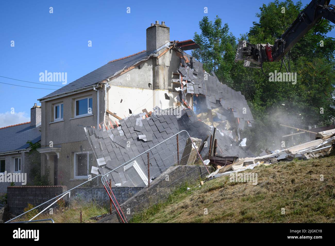 Property Demolition. A row of houses in united kingdom being demolished ...