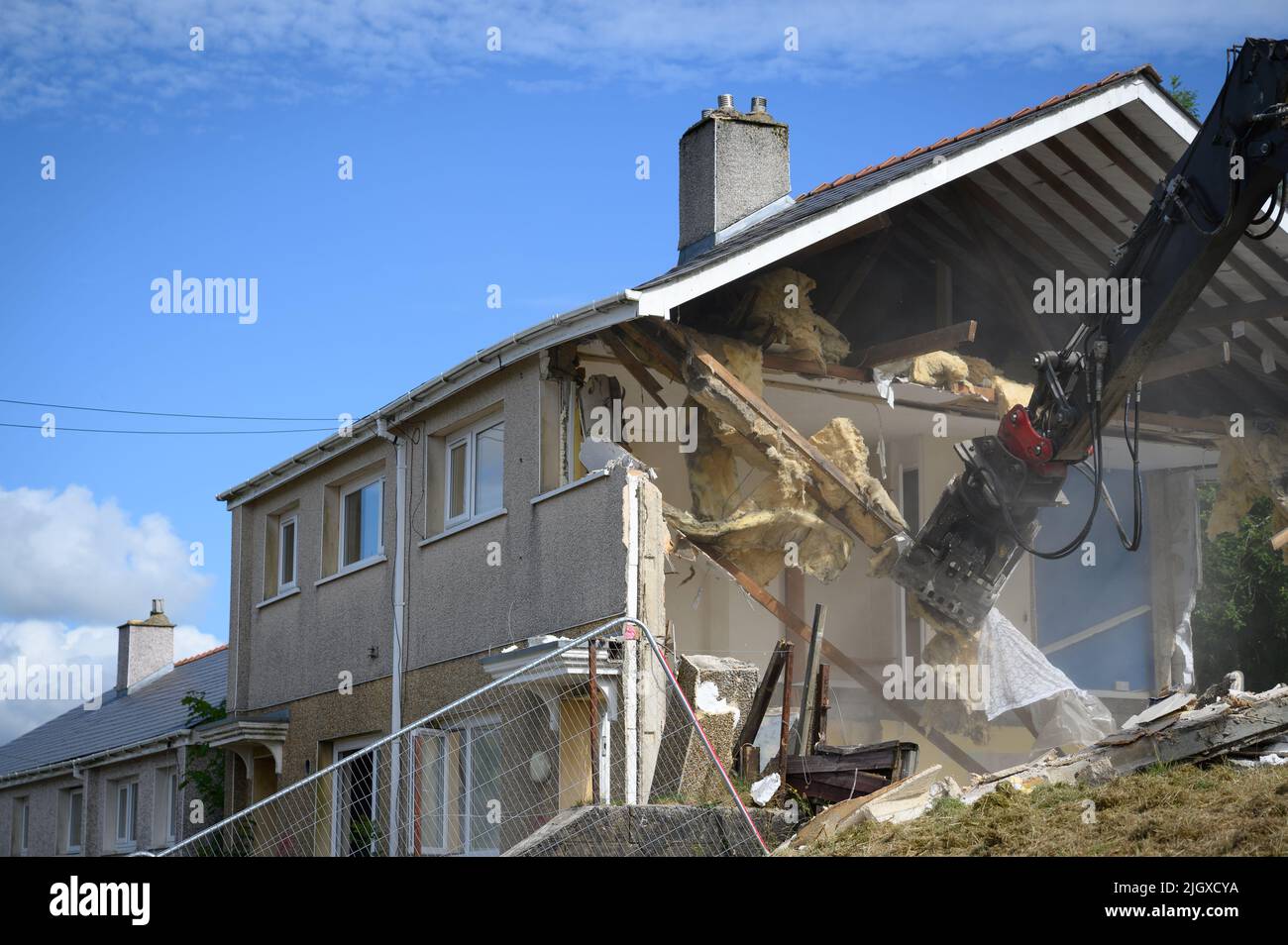 Property Demolition. A row of houses in united kingdom being demolished ...