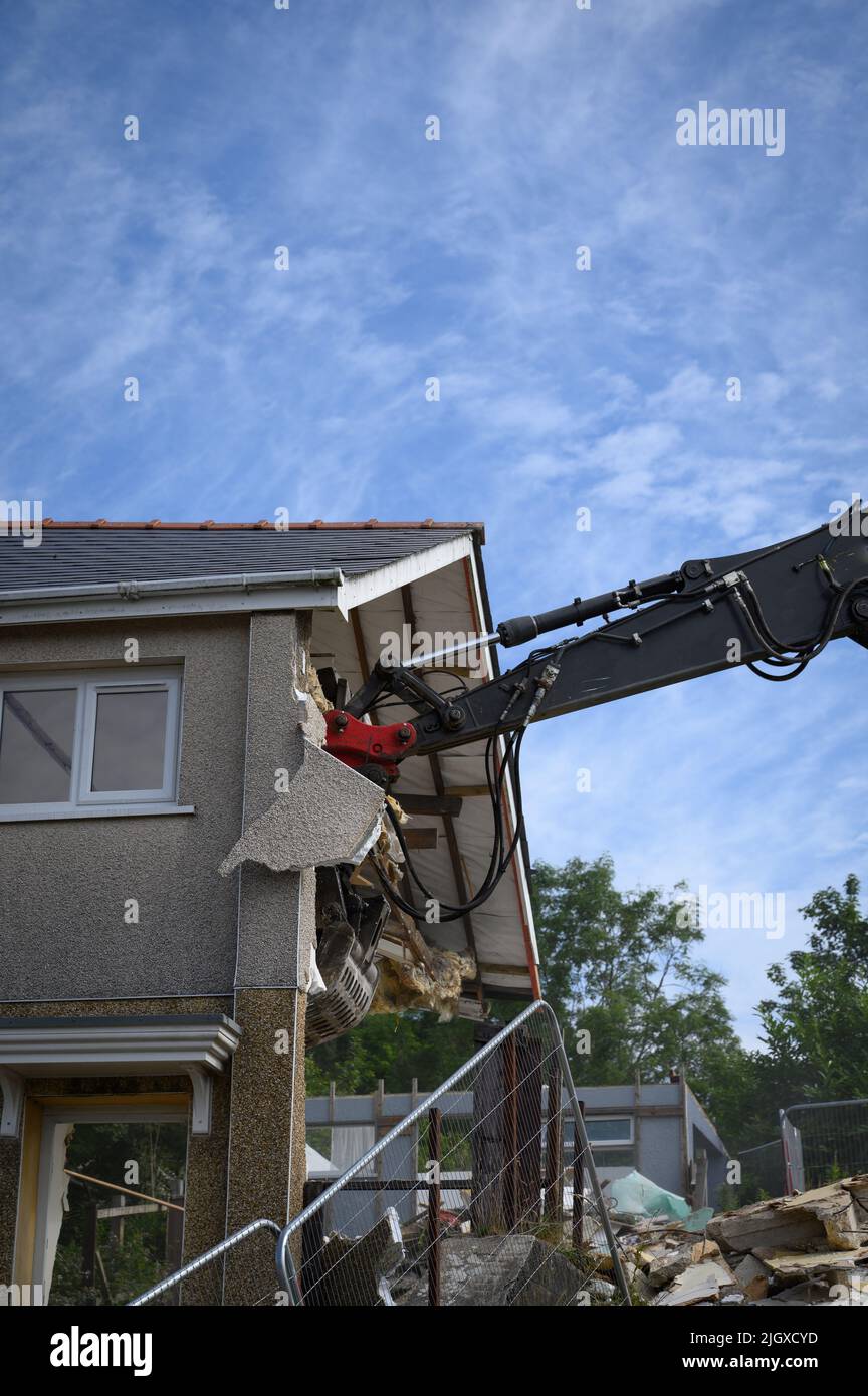 Property Demolition. A row of houses in united kingdom being demolished ...