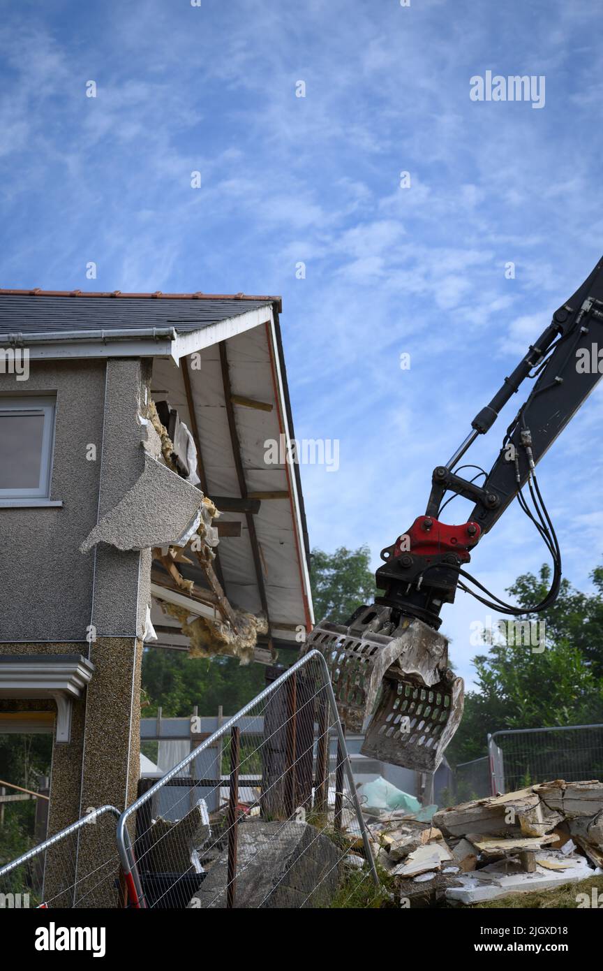 Property Demolition. A row of houses in united kingdom being demolished ...